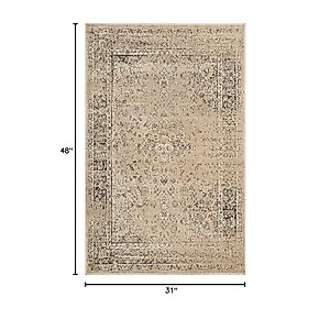 SAFAVIEH Vintage Collection Accent Rug - 2'7" x 4', Warm Beige, Oriental Medallion Distressed Viscose Design, Ideal for High Traffic Areas in Entryway, Living Room, Bedroom (VTG113-660)