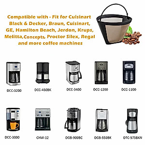 Reusable Coffee Filters, 2 Pack 6-12 Cup Cone Coffee Filters for Ninja CFP Series, Basket Permanent Replacement Coffee Filters with Stainless Steel Mesh fit for Cuisinart Coffee Maker