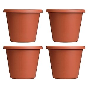 HC Companies LIA24000E35 24-Inch Indoor Plastic Round Classic Pot, Clay (4 Pack)