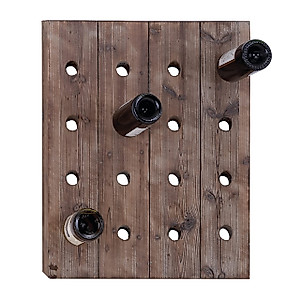 Deco 79 Wood 16 Bottle Wall Wine Rack, 21" x 4" x 25", Brown