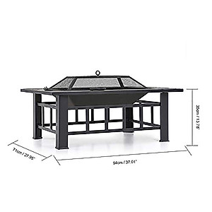 LEAYAN Garden Fire Pit Grill Bowl Grill Barbecue Rack Outdoor Fire Pit, Metal Fire Pit with Spark Screen Guard, Charcoal Rack, Poker, for Camping, Outdoor Heating,Outdoor Fire Pits