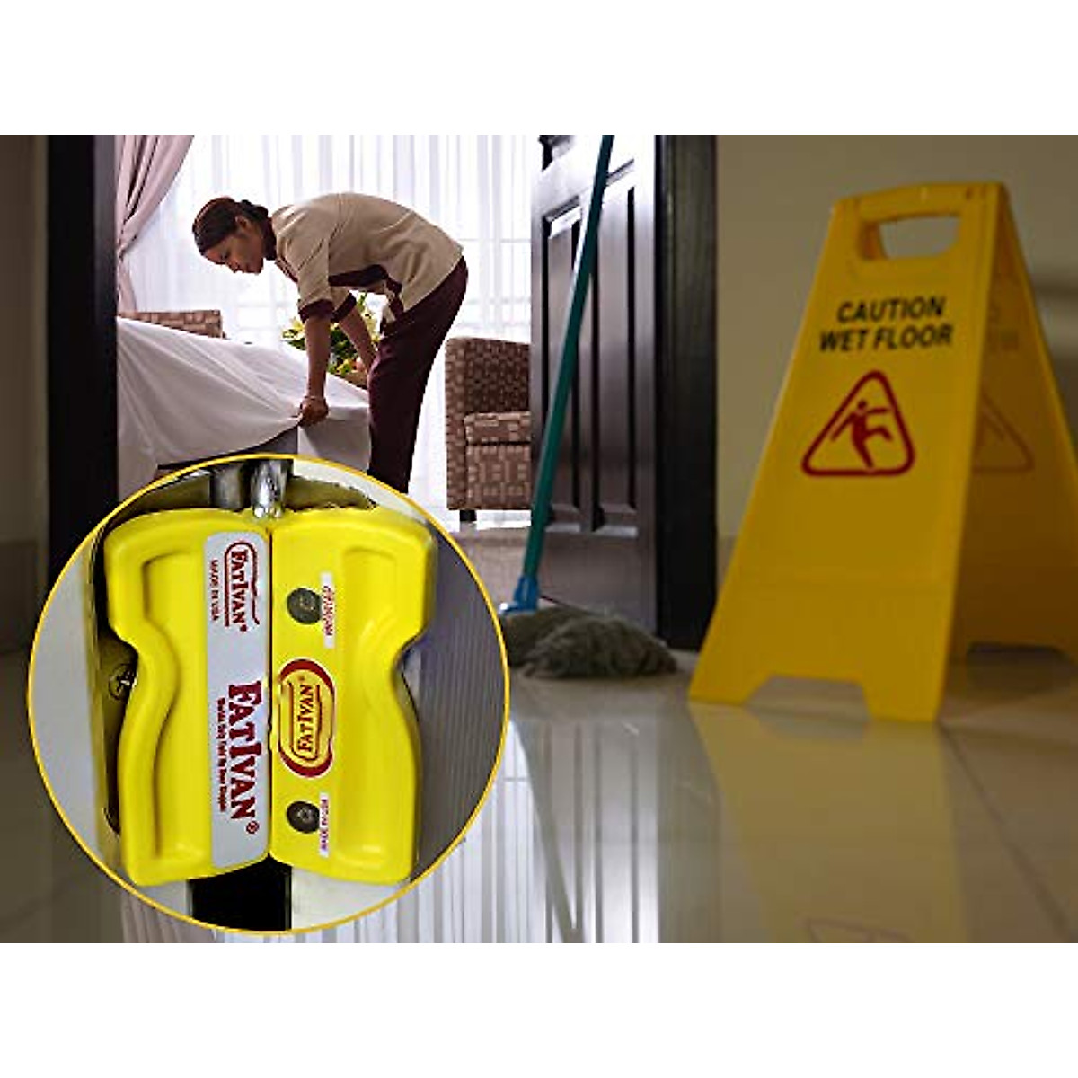 The Original Fat Ivan Fold Up Doorstop Wedge with Magnet - Yellow (2 Pack)