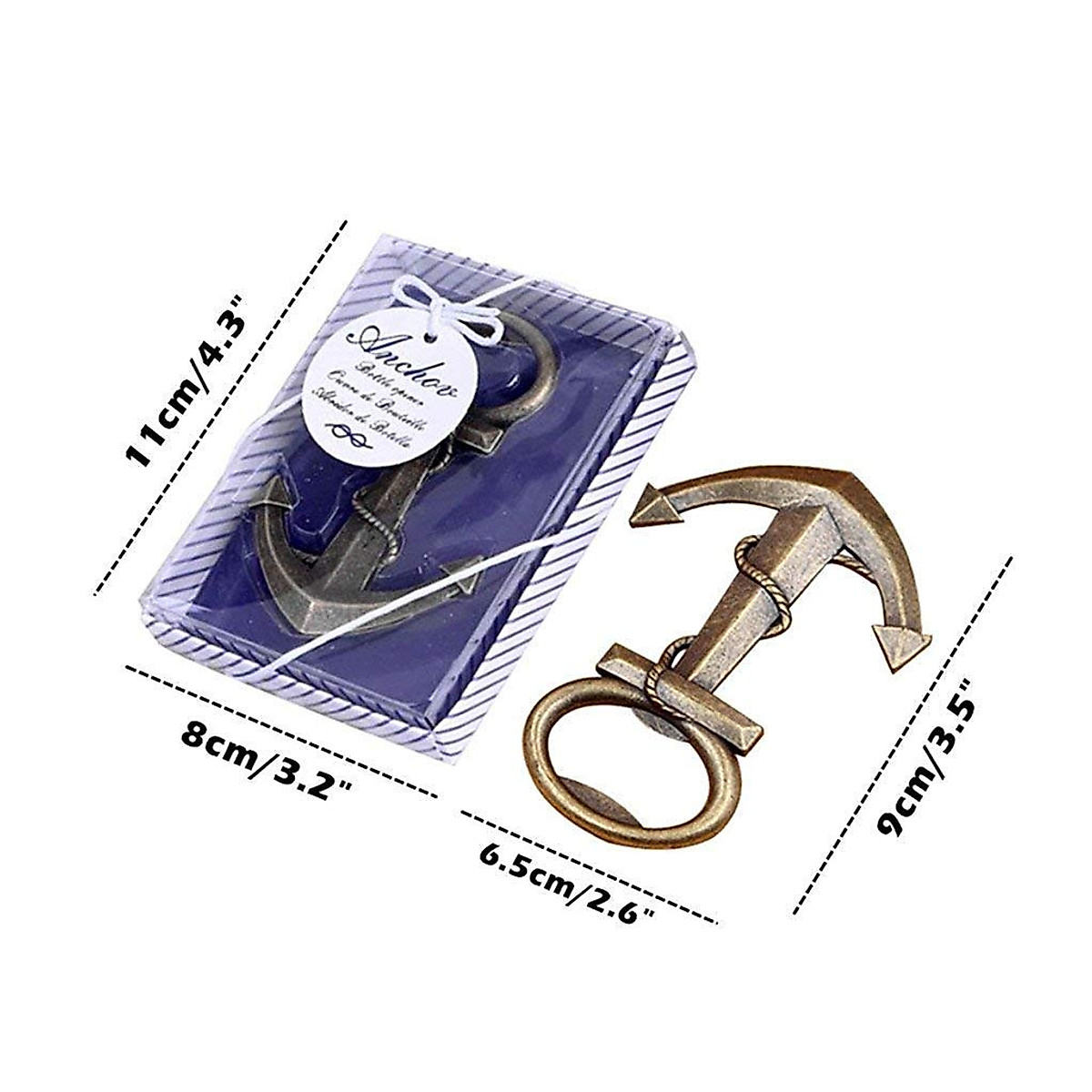 Youkwer 24 PCS Skeleton Nautical Anchor Bottle Opener with Exquisite Packaging for Wedding Party Favors Gift & Decorations (Antique Bronze)