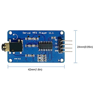 Aideepen YX5300 UART Control Serial MP3 Music Player Module Support MP3 / WAV Micro SD/SDHC Card/AVR/ARM/PIC