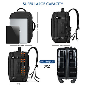 Travel Backpack for Men Women, Large Carry On Backpack Airline Approved,TSA 17.3 inch Laptop Backpack, Waterproof Backpack, College School Bag Casual Daypack for Weekender Business Hiking, Black