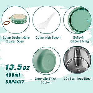 Locisne Food Thermos Lunch Jar - Vacuum Insulated Stainless Steel Food Jar with spoon, Leak-Proof Insulated Soup Container for Cool or Hot Food