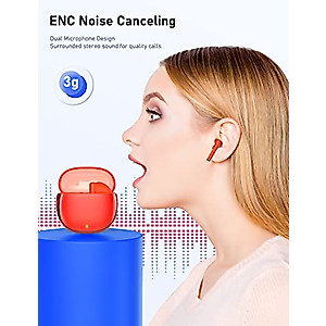 AFGHOA Wireless Earbuds for Samsung S23 Ultra S22 A53 Noise Canceling HiFi Stereo Bluetooth 5.3 Wireless Headset with Microphone in-Ear Headphone for iPhone 13 14 12 11 Google Pixel 7 6 6a Android Red