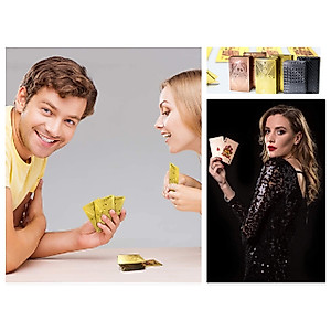 MINGRI 3 Decks Waterproof Playing Cards Plastic Deck of Playing Poker Cards Cool Black Rose Gold Playing Cards Themed Standard Playing Cards Game Luxury Unique Playing Cards for Adults