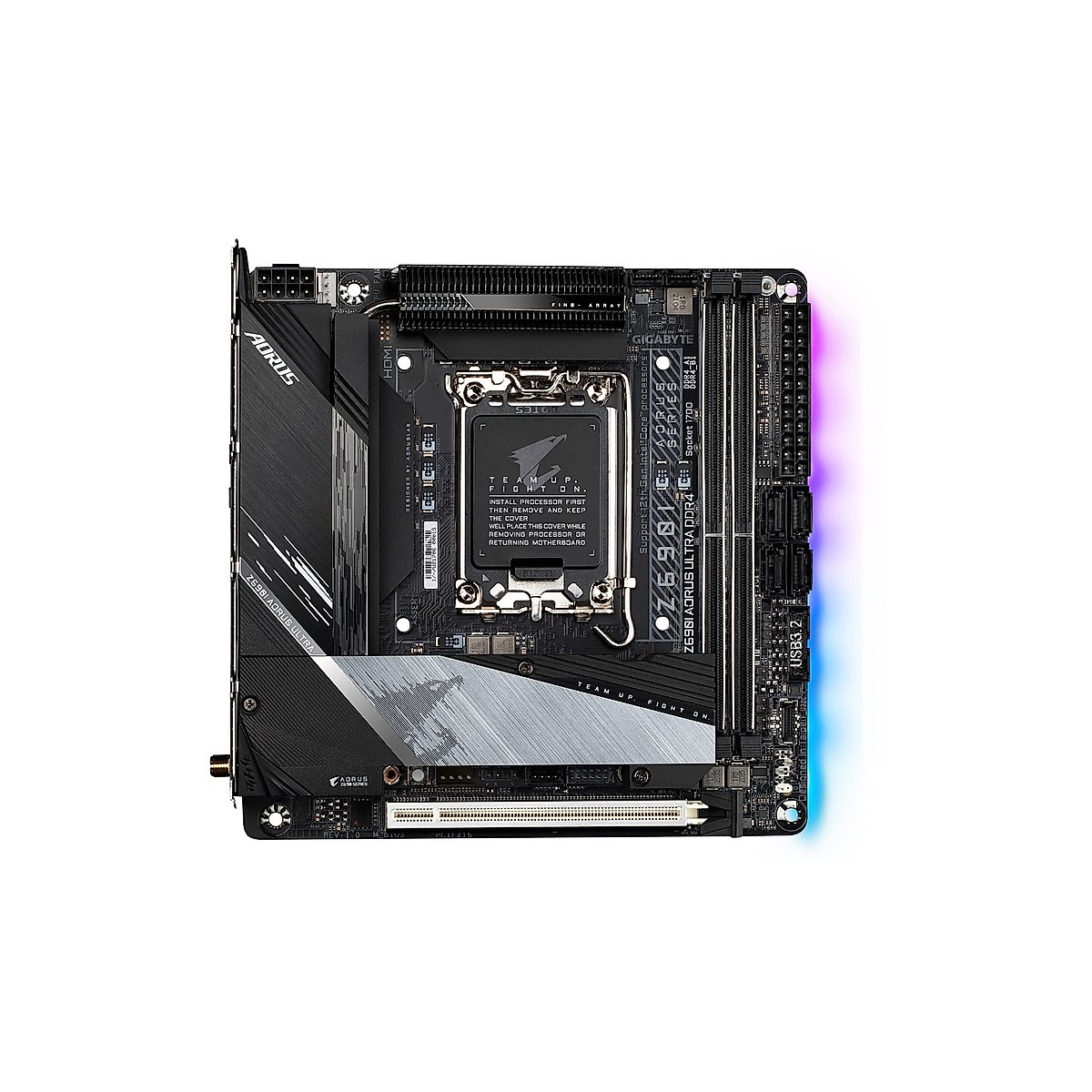 GIGABYTE Z690I AORUS Ultra DDR4 (LGA 1700/ Intel Z690/ Mini-ITX/ DDR4/ Dual M.2/ PCIe 5.0/ USB 3.2 Gen2X2 Type-C/WiFi 6/ Intel 2.5 GbE LAN/Gaming Motherboard)