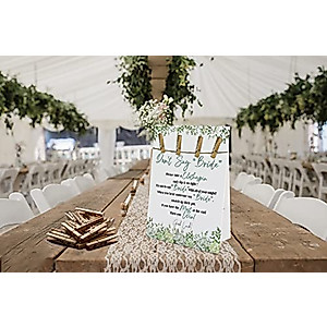 Don't Say Bride Sign,Bride Shower Clothespin Game，Includes a 8x11 Standing Sign and 50 Mini Natural Clothespins - BIG005