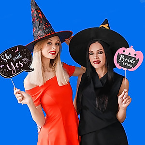 22 Pcs Halloween Bachelorette Party Photo Booth Props Kit-Bride Tribe Party Decorations, She Said Yes Bachelorette Party Photo Booth Props, Halloween Theme Girls Bachelorette Wedding Engagement Party