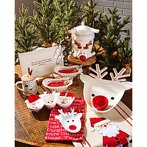 Mud Pie Christmas Circa Figural Triple Dip Set, White/Red, 5.5" x 11"