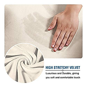 H.VERSAILTEX Modern Velvet Plush 4 Piece High Stretch Sofa Slipcover Sofa Cover Furniture Protector Form Fit Luxury Thick Velvet Sofa Cover for 3 Cushion Couch, Machine Washable (Sofa,Ivory)