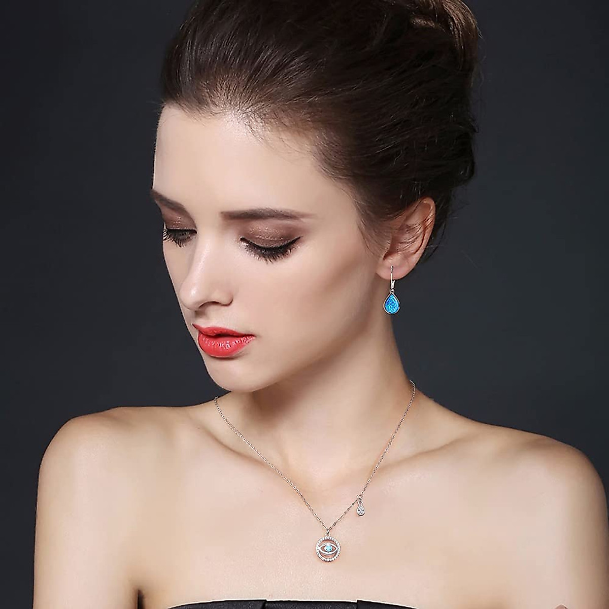 Dangle Earrings for Women Opal: 925 Sterling Silver Leverback Earrings Opal Teardrop Created Drop Opal Earrings for Women October Birthstone Opal Jewelry Christmas Birthday Jewelry Gifts for Wife Grandma Girlfriend