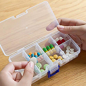8 Grids Portable Plastic Organizer Container Storage Box,with Adjustable Grid (Thicker 2 pcs)