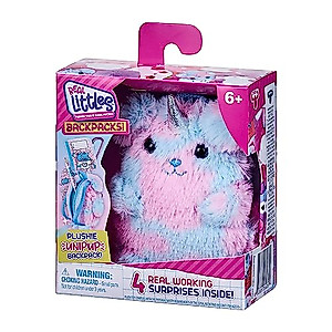 REAL LITTLES - Comes with Only 1 Backpack - Plushie Pet Backpacks. Soft, Fluffy, Animal Micro Backpack with 4 Real Working Micro Stationery Surprises Inside! - Styles May Vary