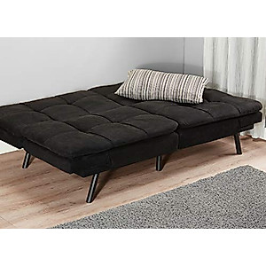 Mainstay.. Memory Foam Futon, Black Suede, Fabric, Wood, Metal + Free Clean Fabric Cloth (Black Suede)