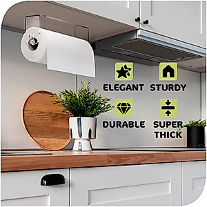 Srenta Clear Acrylic Paper Towel Holder Wall Mount Paper Towel Holder Under Cabinet, Wall Mounted Undermount Hanging Paper Towels Holder Dispenser, Holds Jumbo Rolls, Adhesive Strips & Screws Included