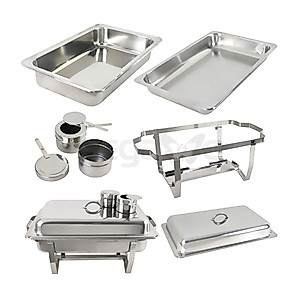 Thaweesuk Shop New 8QT 4 Pack Catering Stainless Steel Chafer Chafing Dish Sets Full Size Buffet 24"x14"x11.4" (LxWxH) of Set