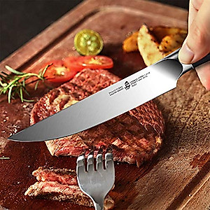 TUO Kitchen Steak Knife - 5 inch Straight Single Steak Knife - German HC Steel Dinner Table Knife - Full Tang Pakkwood Handle - Falcon Series with Gift Box