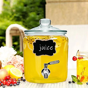 Accguan 1-Gallon Drink Dispenser,Glass Drinking Dispenser with Glass Lid,Mason Drink Dispenser for Parties, Bar, Wedding, Homemade Juice, Laundry Detergent Dispenser,Picnics, Barbecues and Daily,1 pcs