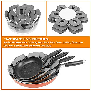 BYKITCHEN Pot and Pan Protectors, Set of 6 and 3 Different Sizes, Felt Pot Separators Protectors, Gray Pan Savers Dividers for Stacking and Protecting Your Cookware