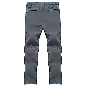 CARWORNIC Men's Snow Ski Pants Waterproof Softshell Fleece Lined Outdoor Hiking Snowboard Pants with Ankle Zipper