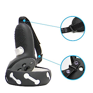 VRbrother Controller Grip Cover for Oculus Quest 2,Accurate Infrared Signal Holes Ensure That Signals are Not Lost,Anti-Throw Hand Strap Adjustable Wrist Knuckle Strapstrap,VR Cover Accessories,Black