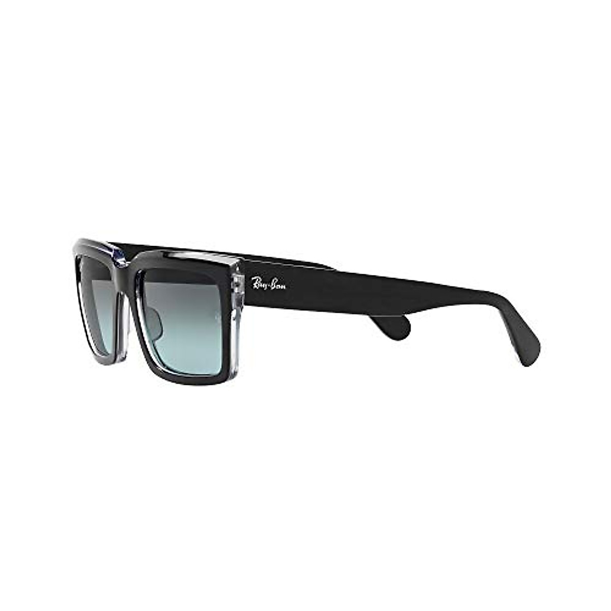 Ray-Ban RB2191 Inverness Rectangular Sunglasses, Black On Transparent/Blue Gradient, 54 mm