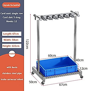 LOJOO Floor Standing Movable Mop Broom Holder Utility Racks, Put Wet mops Cleaning Tool Rack Stainless, Cleaning Tool Cart Storage, for Schools Hospitals Factories Hotels Restaurant
