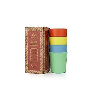 Pomelo Bamboo Cups for Kids, Eco Friendly Cups, BPA Free Cups | Kids Drinking Cups, Good Sippy Cup for Kids | Drinking Cups for Kids, Cup Set, Toddler Open Cup, Kids Snack Cup (4 Pack / 6 oz)