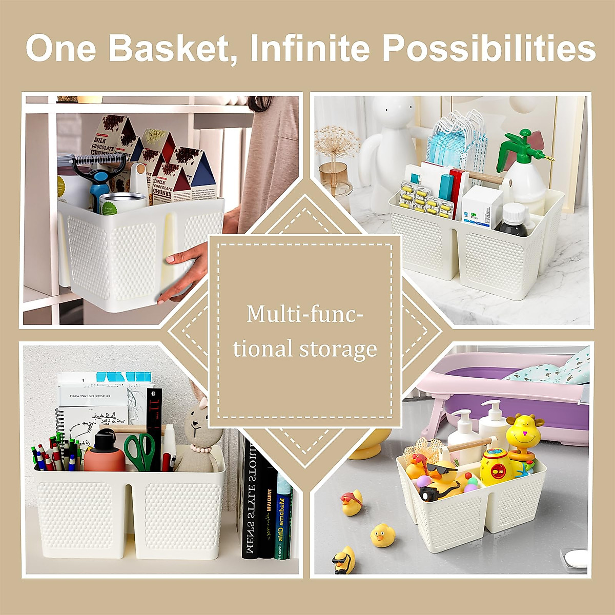 Xuhdukc Portable bathroom caddy with handle for kitchens, bathrooms, trips, picnics, college dorms. Bathroom caddies are a necessity for college life.