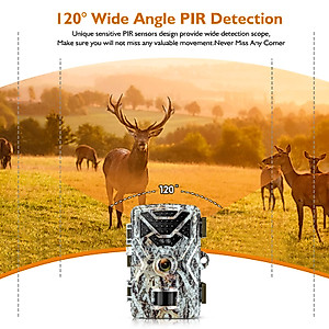 Hawkray Trail Camera 30MP 2K,Game Camera with Wide-Angle Motion Latest Sensor View 0.2s Trigger Speed 8 Batteries and 32GB SD Card 2'' HD TFT Screen Waterproof Cam for Wildlife Monitoring