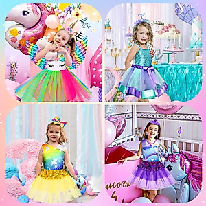 Latocos Girls Princess Dress up Trunk Dress Up Clothes for Little Girls Unicorn Mermaid Pretend Play Costume Set for Toddlers Ages 3-6 Years