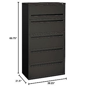 HON 785LS 700 Series Five-Drawer Lateral File w/Roll-Out & Posting Shelf, 36w, Charcoal