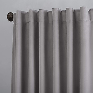 Sun Zero Hampshire Velvet Noise Reducing Thermal Extreme Total Blackout Back Tab Curtain Panel, 50" x 108", Gray