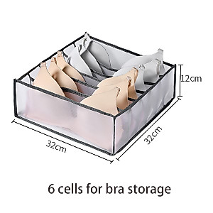 JIESMAERT Wardrobe Clothes Organizer Large Mesh Clothes Storage Containers Foldable Closet Organizer Bins, Visible Grid Storage Box for Bra, Underwear, Socks, Skirts, T-shirts, Jeans Pack of 3