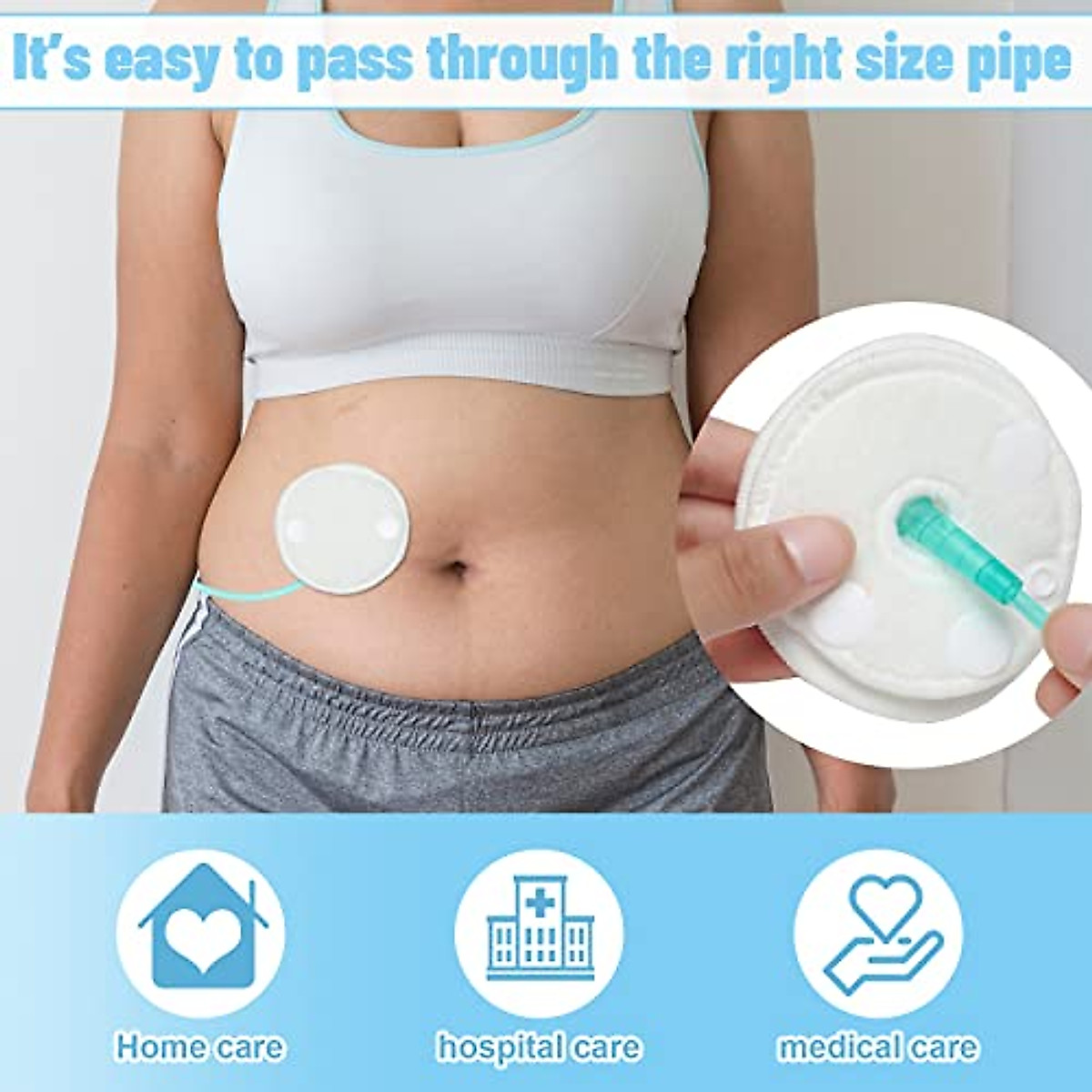 20 Pack Feeding Tube Pads G Tube Button Pad with Cover Reusable Feeding Tube Supplies Cotton Gtube Button Covers Peritoneal Abdominal Dialysis Peg Tube Supplies for Nursing Care, White