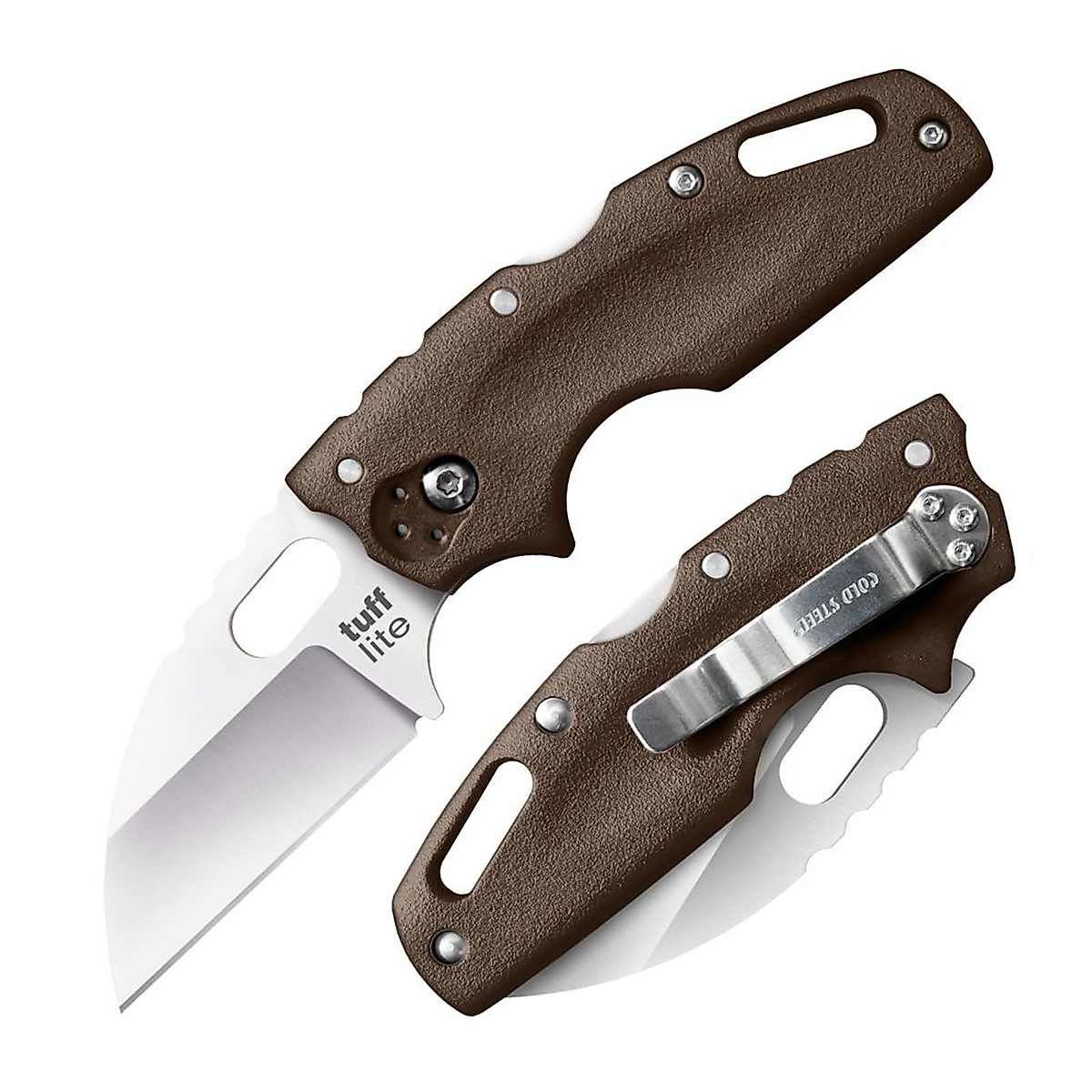 COLD STEEL Tuff Lite 2.5" AUS8A Sheepsfoot Razor-Sharp Plain Blade 3.5" Griv-Ex FDE Handle Pocket Folding Knife, Boxed