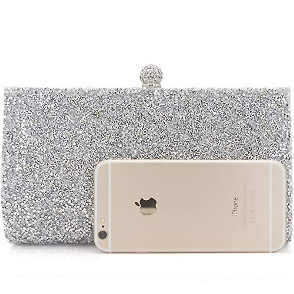 MagicLove Bling Evening Bag for Women Rhinestone Crystal Clutch Purse Silver