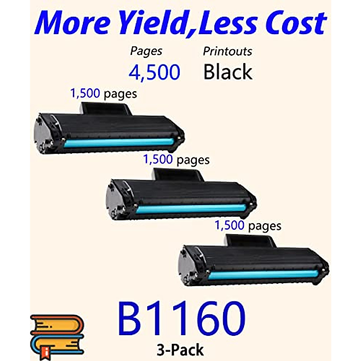 3-Pack ColorPrint Compatible Toner Cartridge Replacement for Dell 1160 B1160w B1160 Work with YK1PM 331-7335 HF44N HF442 B1163w B1165nfw 1163w 1165nfw 1160w B1165 B1163 Laser Printer (Black)