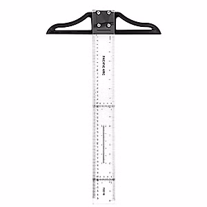 Pacific Arc 36 Inch T Square, Traditional Acrylic Graduated in Inch and Metric, Detachable Head