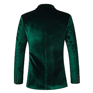 WZIKAI Mens Velvet Blazer One Button Slim Fit Solid Fashion Suit Jacket Sport Coat for Wedding Prom Dinner Party Green XXXL