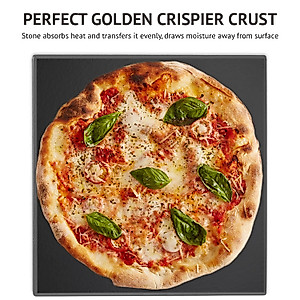 Waykea 12”x12” Black Ceramic Pizza Stone Baking Grilling Stone for BBQ Grill Oven RV Oven