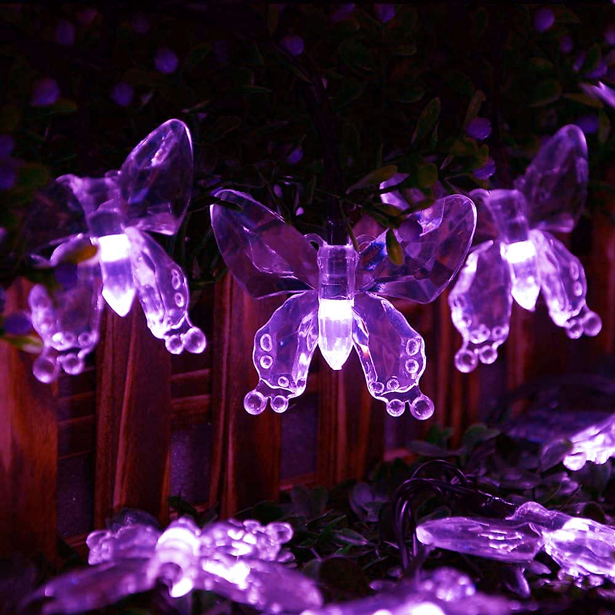 WONFAST Solar String Lights, Waterproof 16ft 20LED Butterfly Christmas Fairy Lights Decorative Lighting for Home Party Wedding Patio Garden Porch Balcony (Purple)