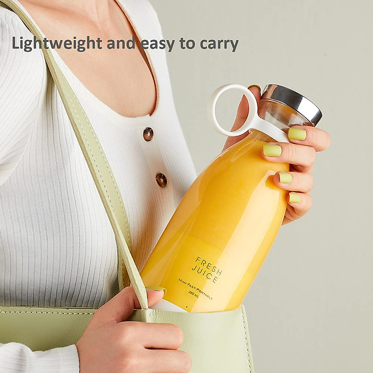 Portable Blender- Personal Blender USB Rechargeable with 4 Large Blades for Smoothies and Shakes,Handheld Mini Juicer Mixer for Sports Travel Gym (White)