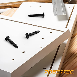 POWERTEC QWS1008#14 Wood Screws 1-1/2 inch, Phillips Truss Head Self Tapping Black Wood Screw Set - 100pcs