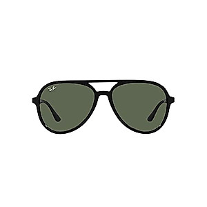 Ray-Ban RB4376F Low Bridge Fit Aviator Sunglasses, Black/Dark Green, 57 mm