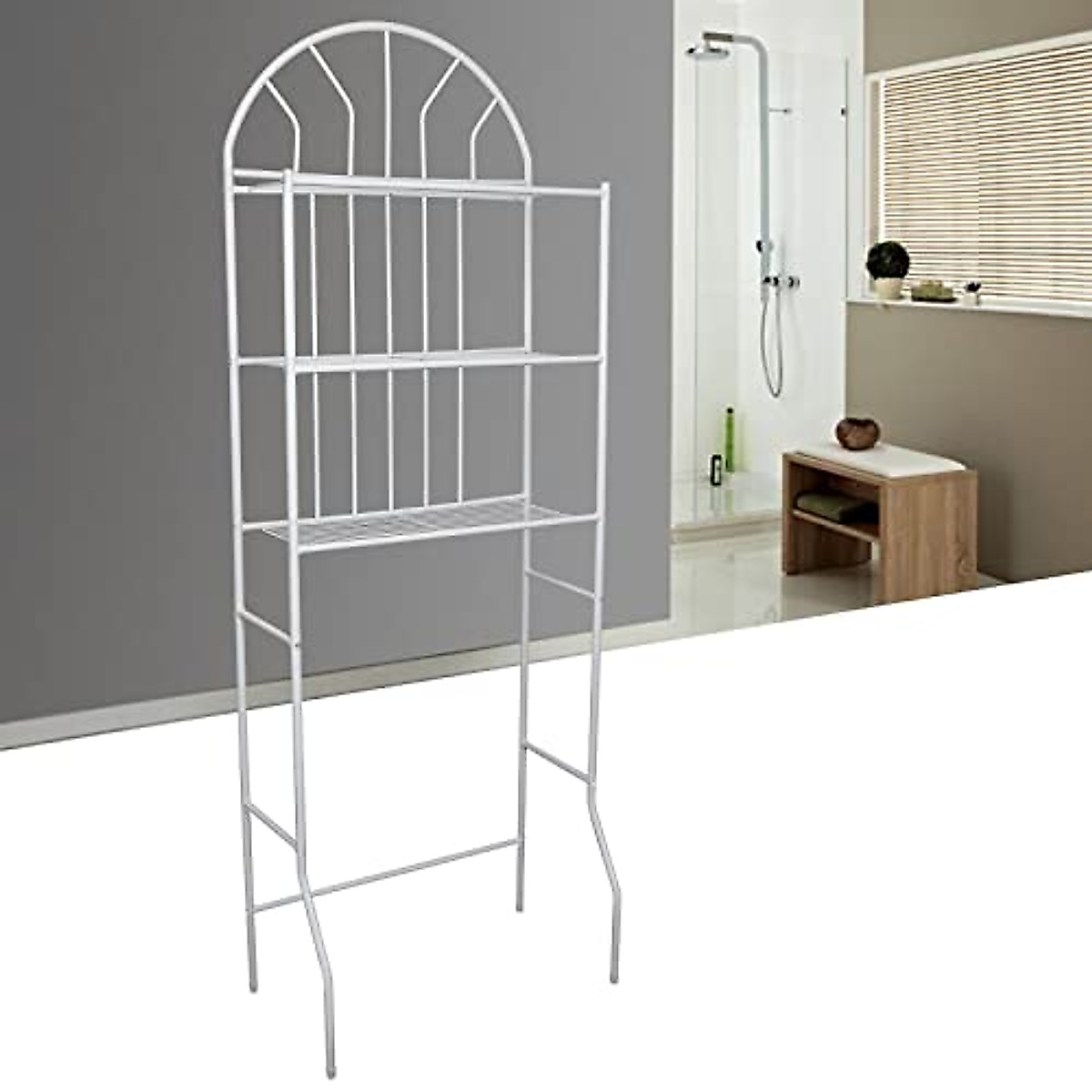 3-Tier Over The Toilet Storage Rack, Shelves Bathroom Organizer Shelf Space Saver, Multifunctional Bathroom Organizer Over Toilet Shelf, Stable Freestanding Toilet Rack - 69.7*25.6*13.4in