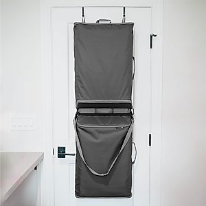 CleverMade Hanging Laundry Hamper Bag with Over the Door Hooks; Space Saving Organization, Great for a Dorm Room, Closet, Bathroom, or Small Bedroom - Shadow Gray/Stone Gray, 2 Compartments
